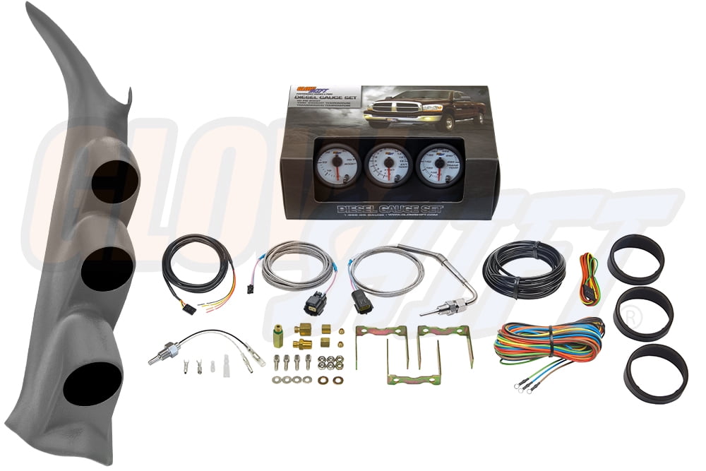 GlowShift | 2000-2006 Chevy Silverado 6.6 Duramax Gray Triple Gauge ...