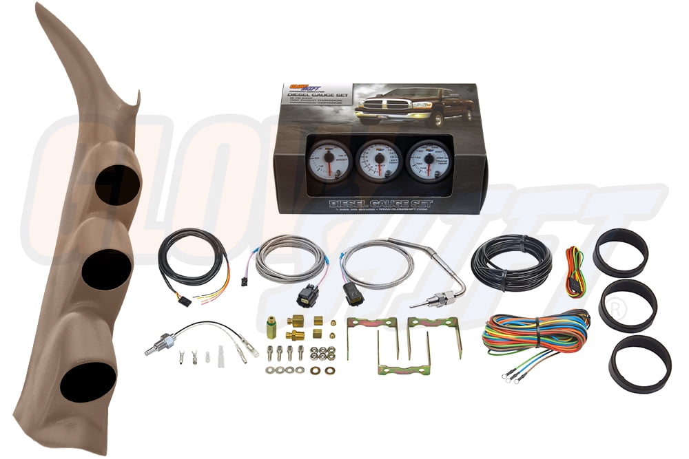 GlowShift | 2000-2006 Chevy Silverado 6.6 Duramax Tan Triple Gauge ...