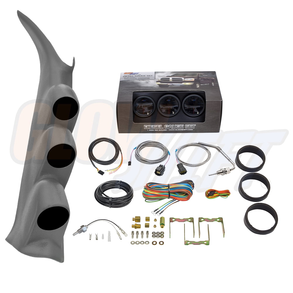 GlowShift | 2000-2006 GMC Sierra 6.6 Duramax Gray Triple Gauge Pillar ...