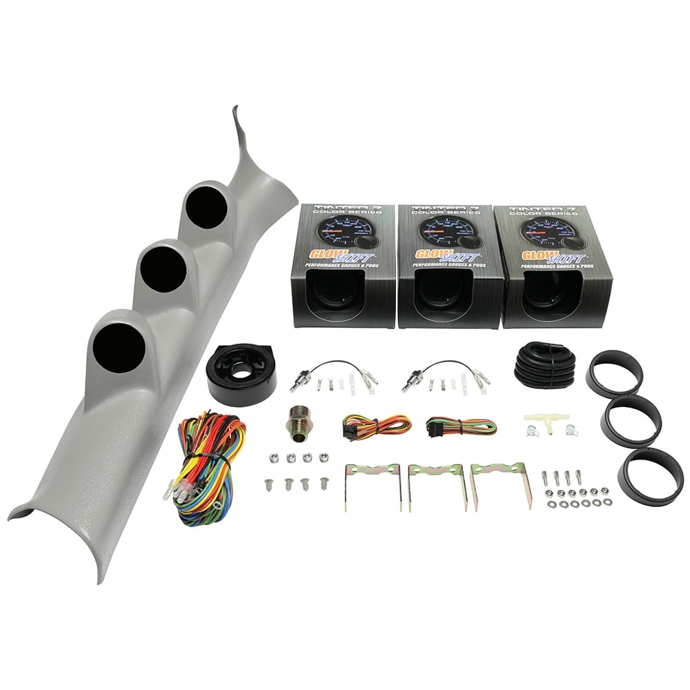 GlowShift 2008-2015 Mitsubishi Lancer Evo X Gray Triple Gauge Package ...