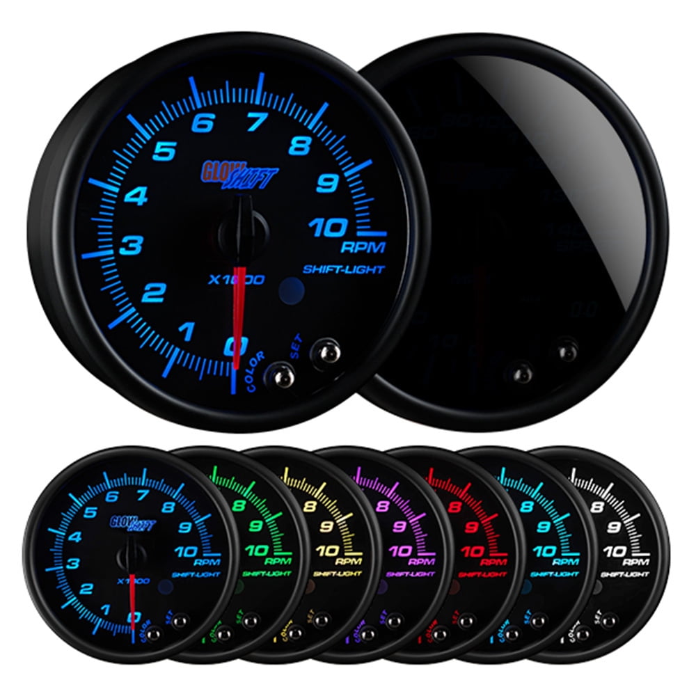 GlowShift | 3-3/4 (95mm) Tinted 7 Color Series In Dash Tachometer RPM ...