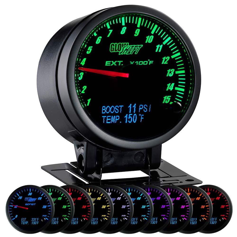 GlowShift | 3 Gauges In 1 Featuring Black Analog Pyrometer Exhaust Gas ...