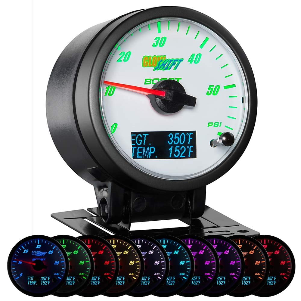 GlowShift 3in1 Analog 60 PSI Boost Gauge Kit with Digital 2200 F ...