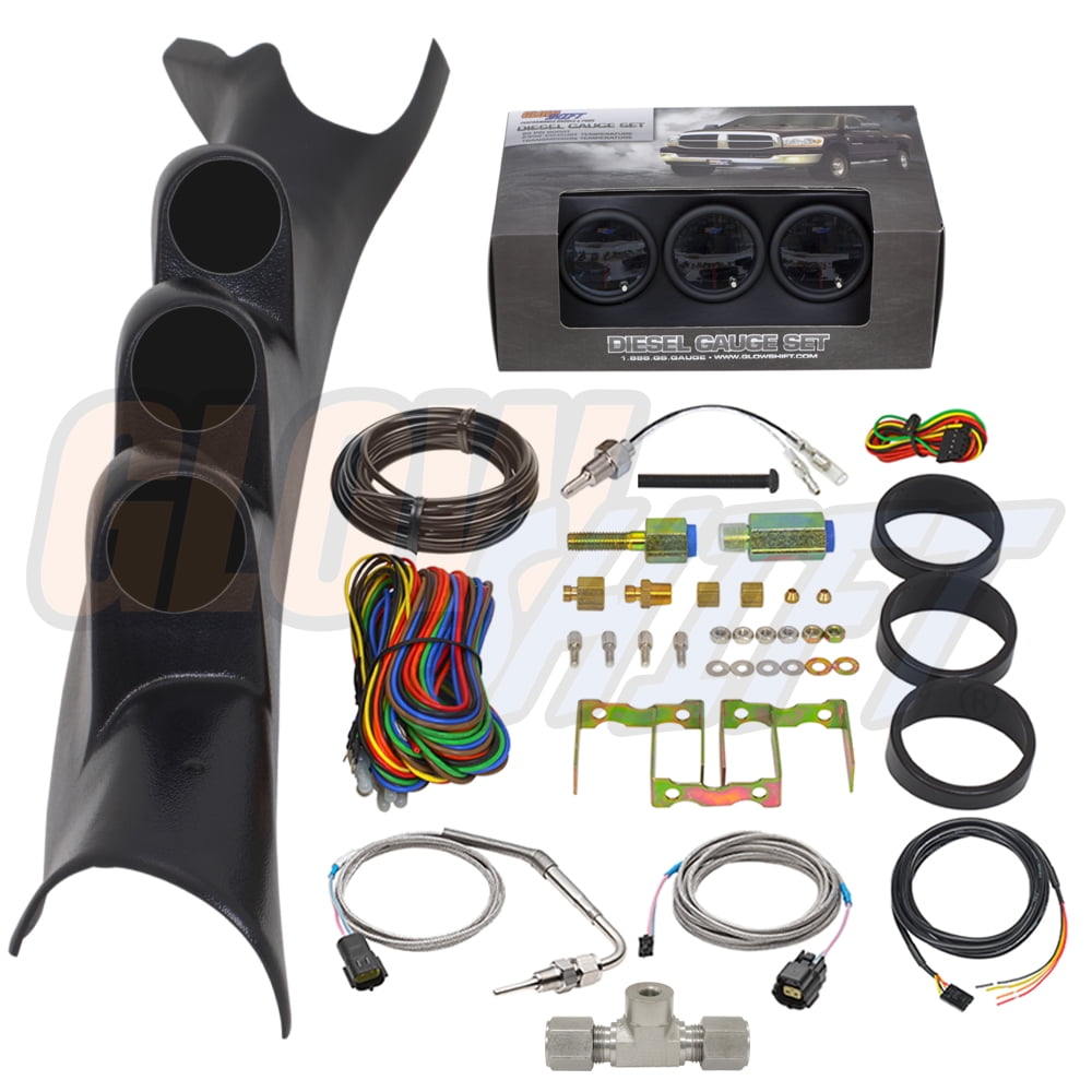 GlowShift | 3rd Gen 2003-2009 Dodge Ram 24 Valve Cummins Black Triple ...