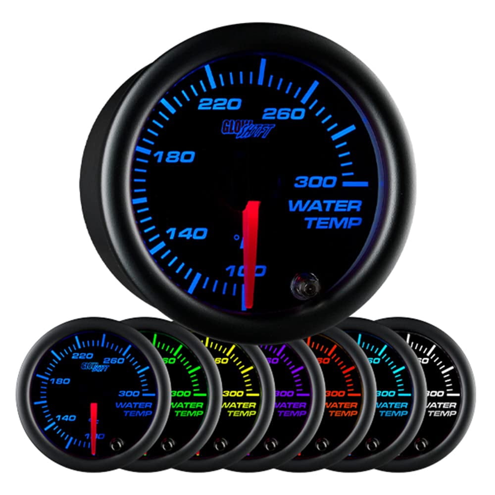 GlowShift Black 7 Color 300F Water Coolant Temperature Gauge Kit ...