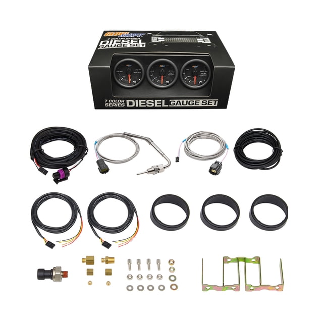 GlowShift Black 7 Color Diesel Gauge Set - 60 PSI Boost, 2400 F ...