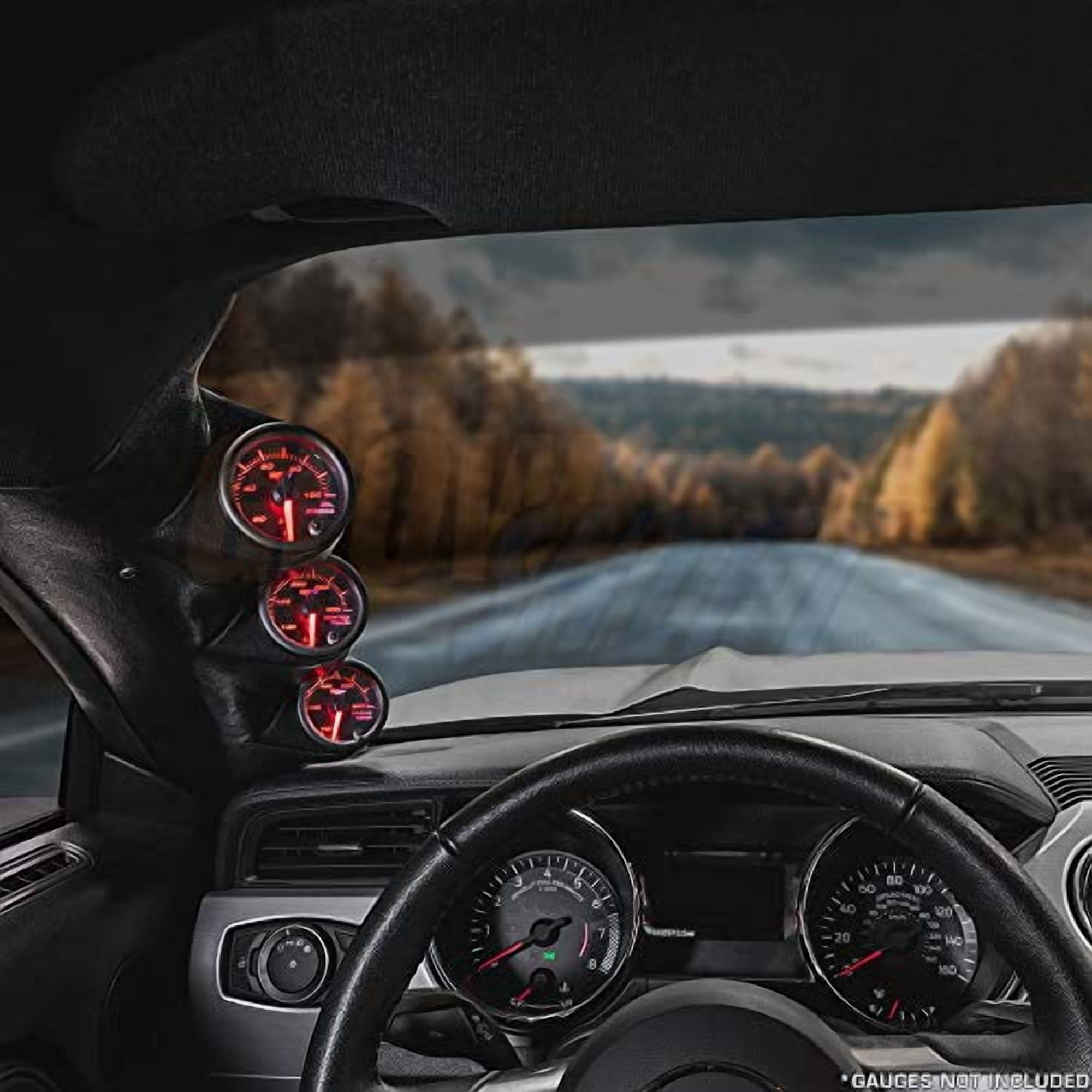 GlowShift Black Triple Pillar Gauge Pod Compatible with Ford Mustang ...