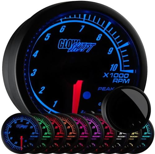 GlowShift Elite 10 Color 10,000 RPM Tachometer Gauge - Includes Free ...