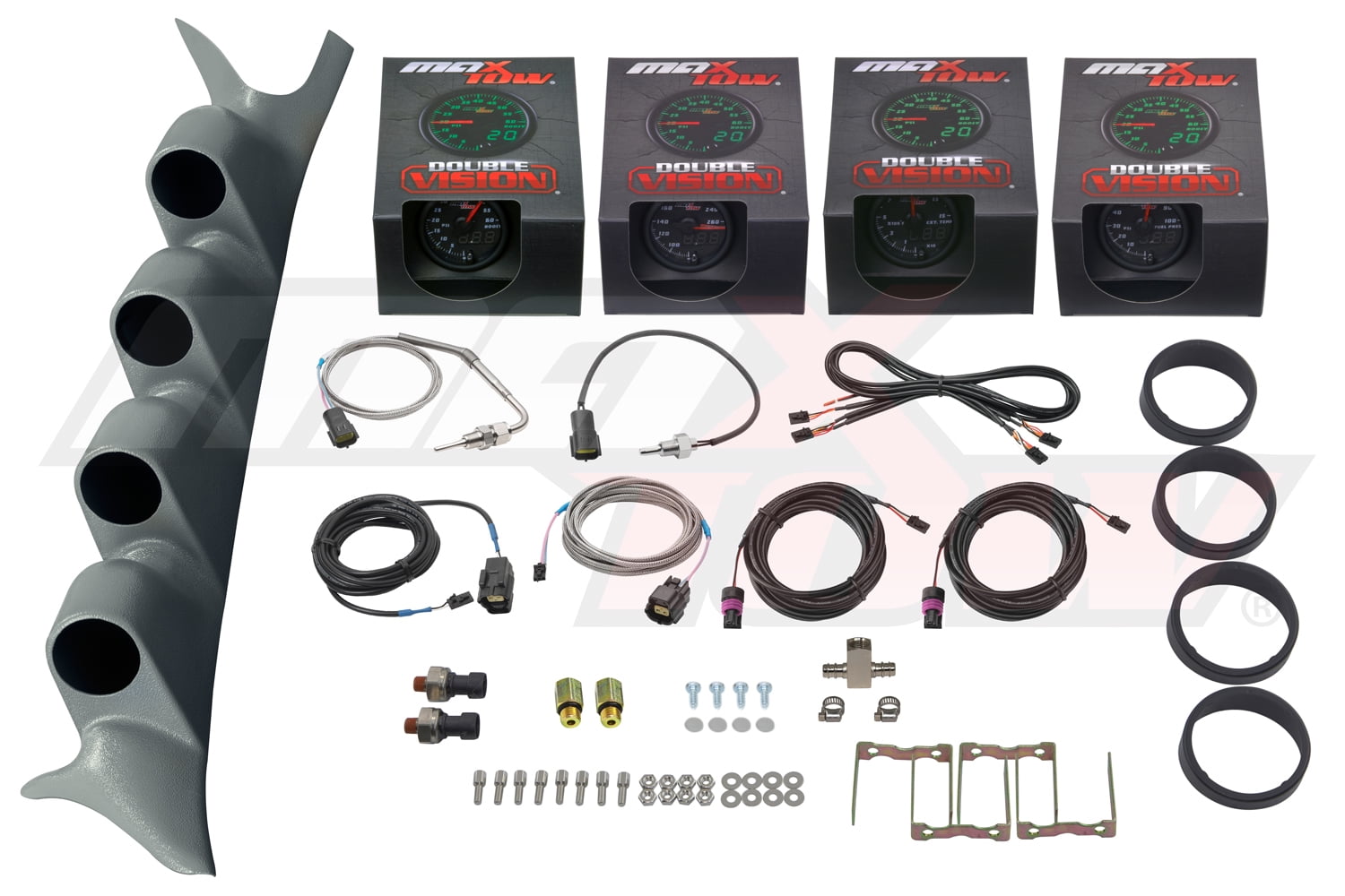 GlowShift | Gray Quad Gauge Pillar Pod for 1999-2007 Ford Super Duty ...