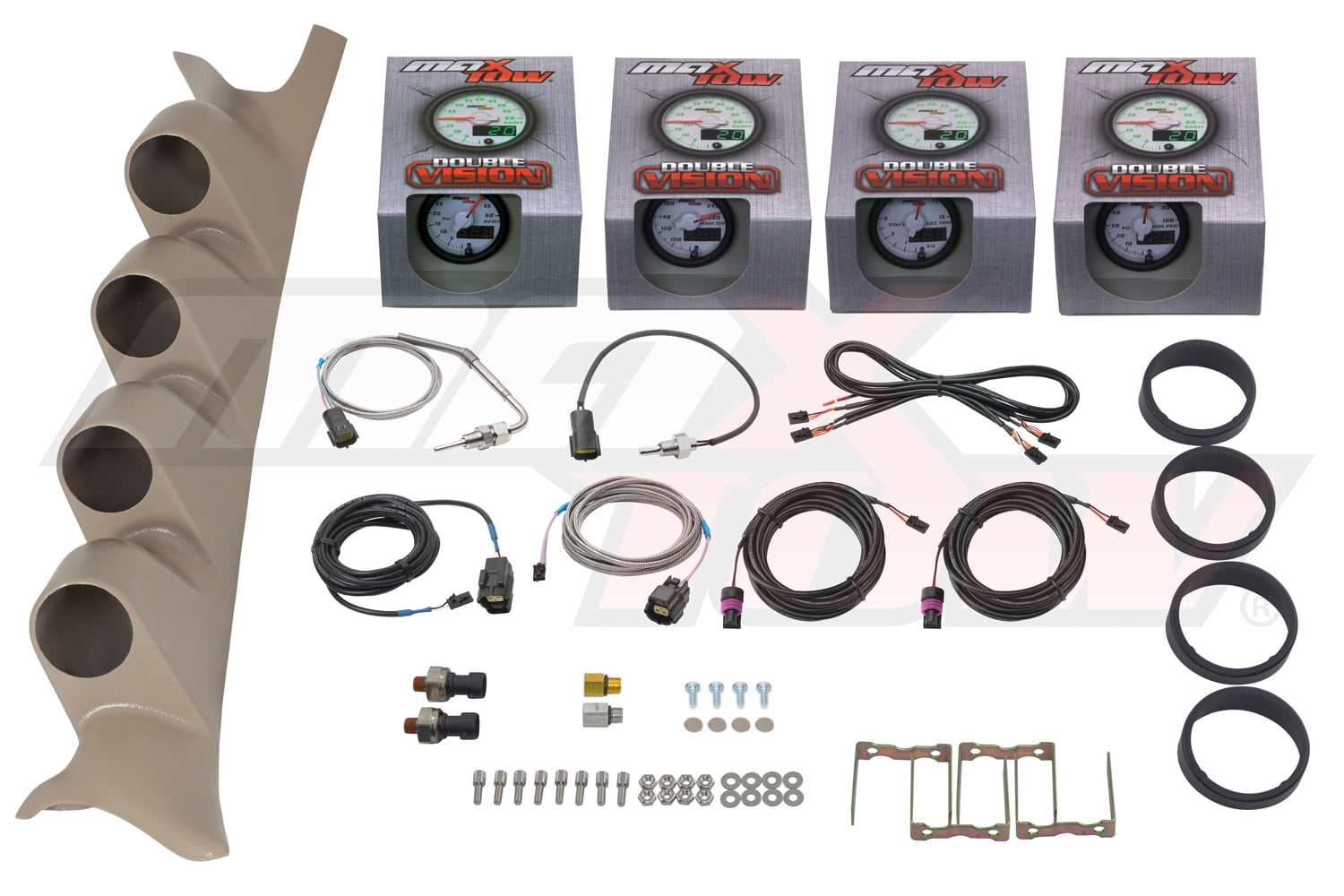 GlowShift | Tan Quad Gauge Pillar Pod for 1999-2007 Ford Super Duty ...