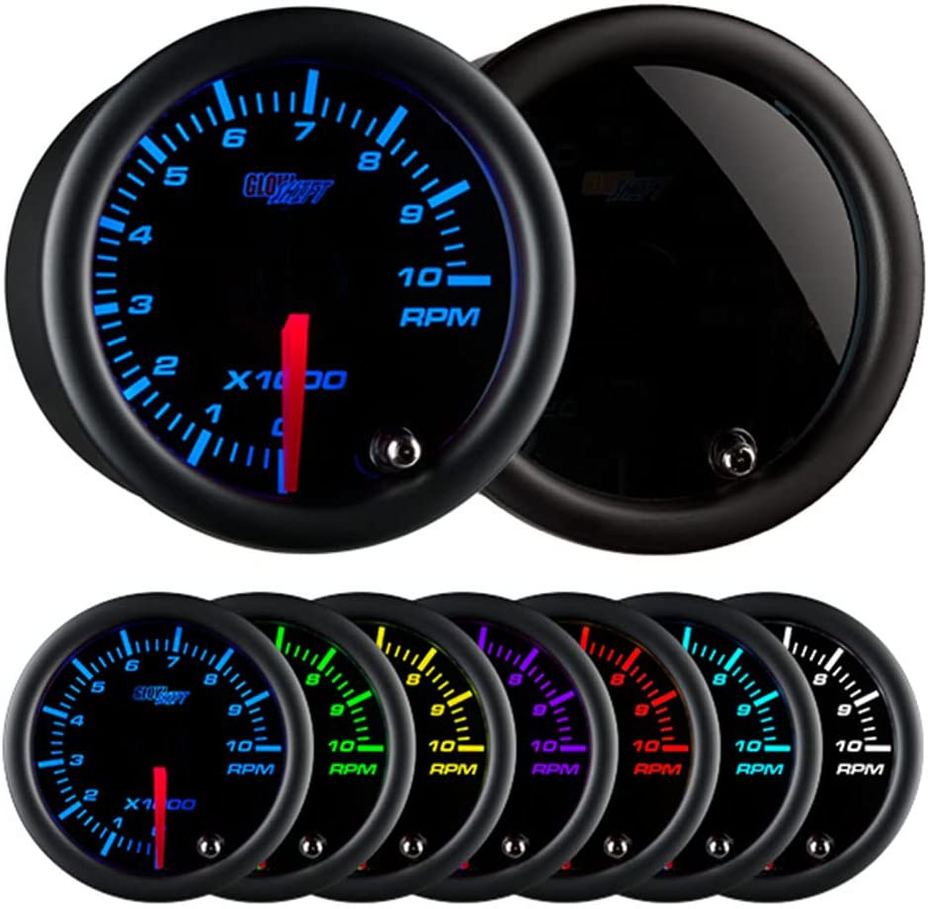 GlowShift Tinted 7 Color 10,000 RPM Tachometer Tach Gauge - for 1-10 ...