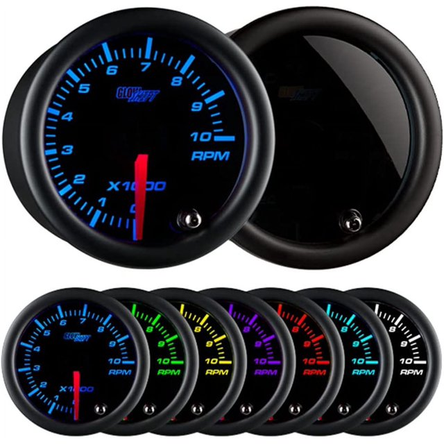 GlowShift Tinted 7 Color 10,000 RPM Tachometer Tach Gauge - for 1-10 ...