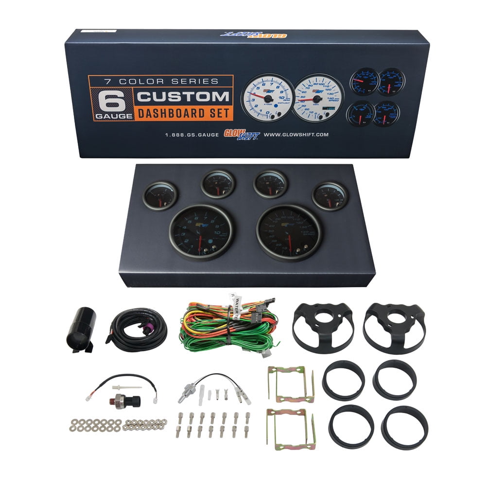 GlowShift | Tinted 7 Color Series 6 Gauge Custom Dashboard Set for Cars ...