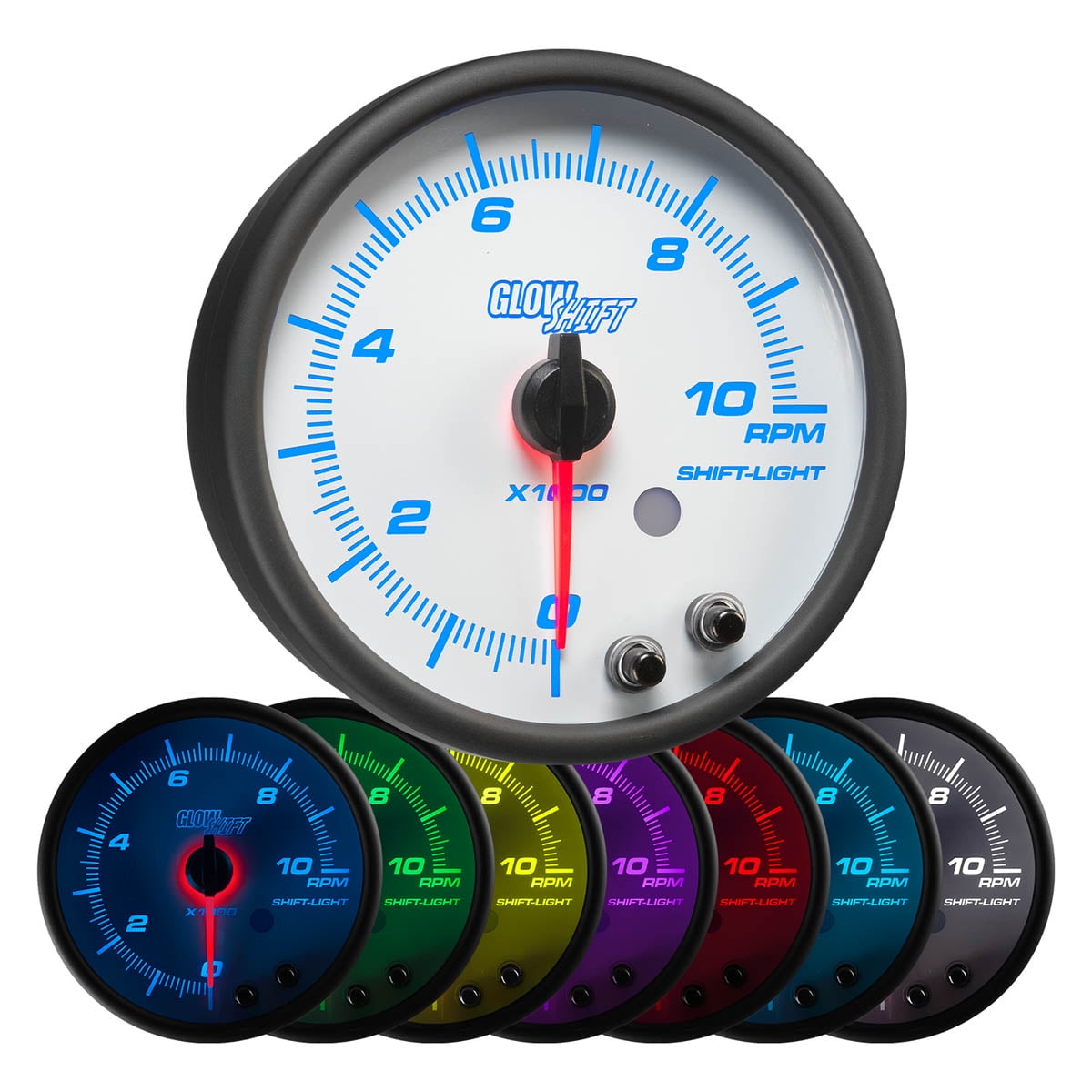 GlowShift | White 7 Color Series 3-3/4 (95mm) In-Dash Tachometer RPM ...