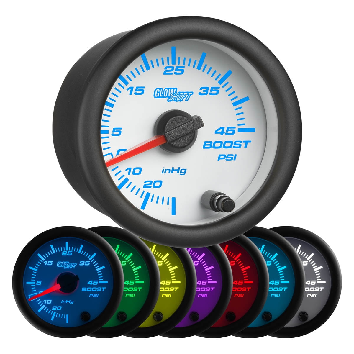 GlowShift | White 7 Color Series 45 PSI Boost Vacuum Gauge for Cars and Trucks - Walmart.com