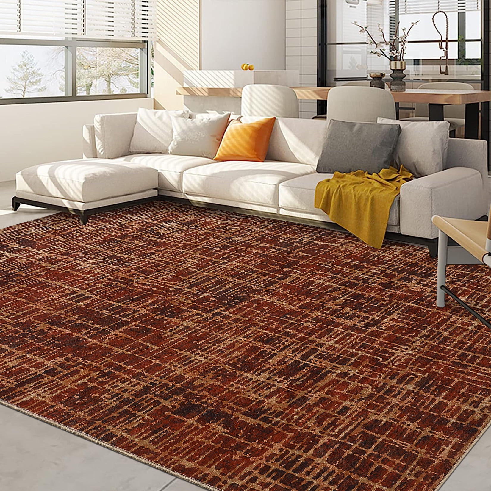 GlowSol 10' x 13' Area Rug Modern Abstract Rugs Distressed Rug Low Pile ...
