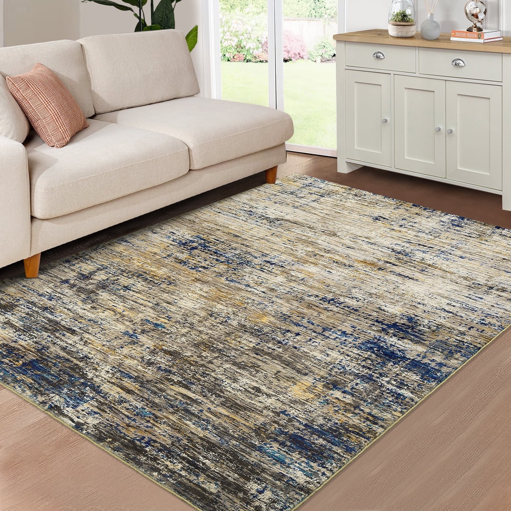 GlowSol 10' x 13' Extra Large Area Rug Modern Abstract Rug Soft Stain ...