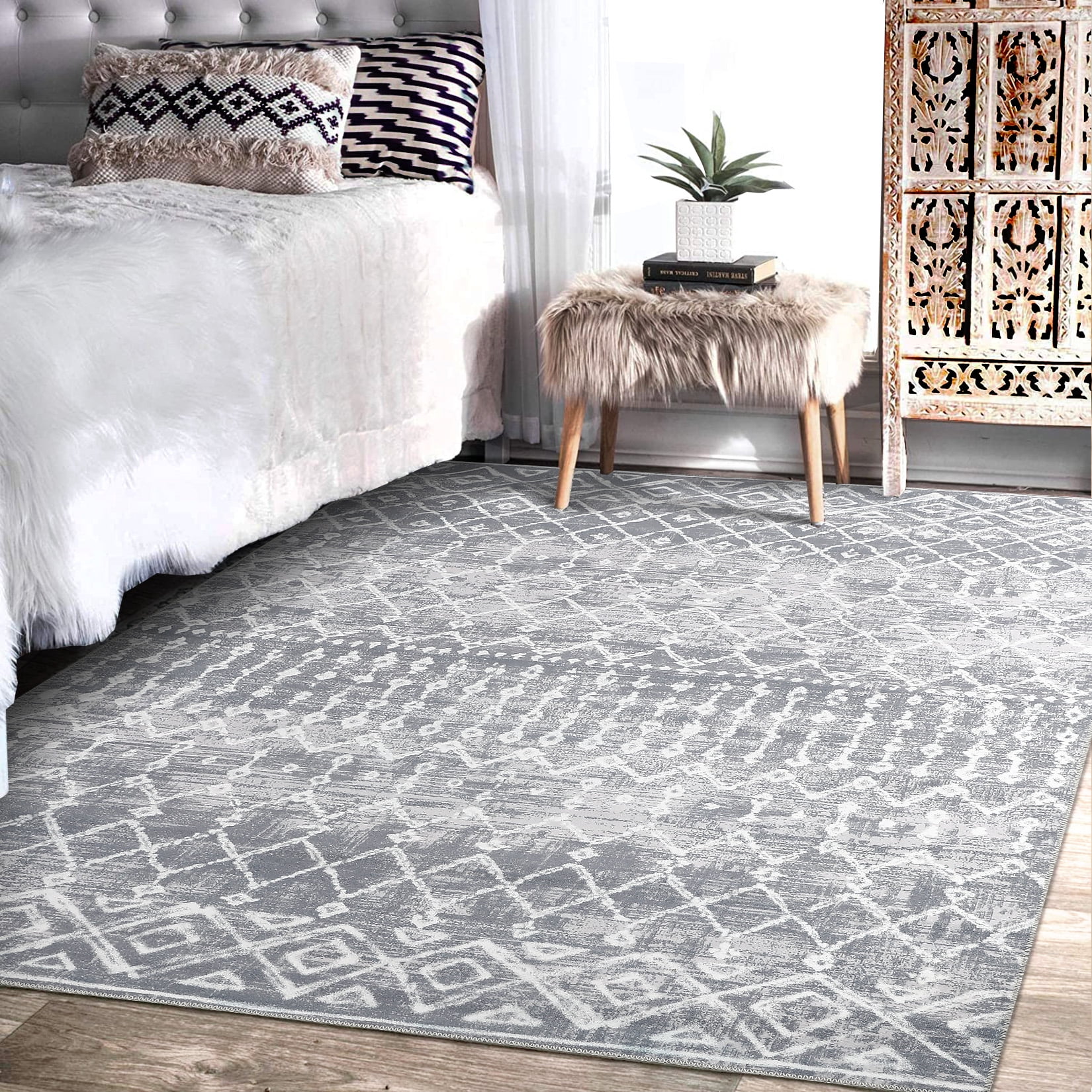 GlowSol 10' x 13' Extra Large Rug Machine Washable Rug Boho Moroccan ...