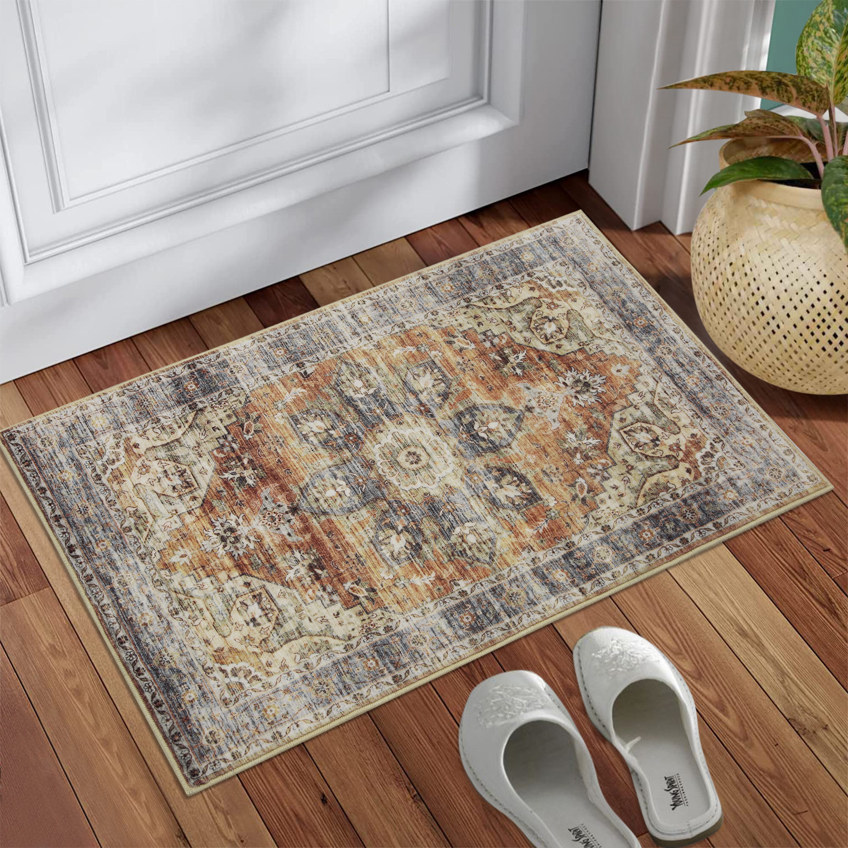 GlowSol 2' x 3' Entryway Area Rug Small Rug Vintage Persian Foldable ...