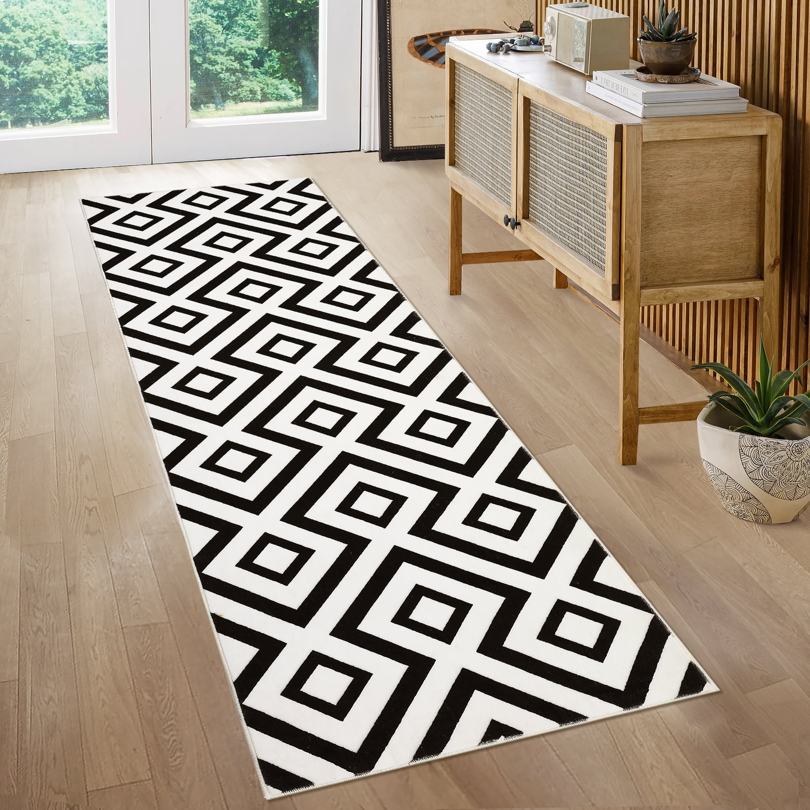 GlowSol 2' x 6' Hallway Runner Rug Modern Geometric Runners Soft ...
