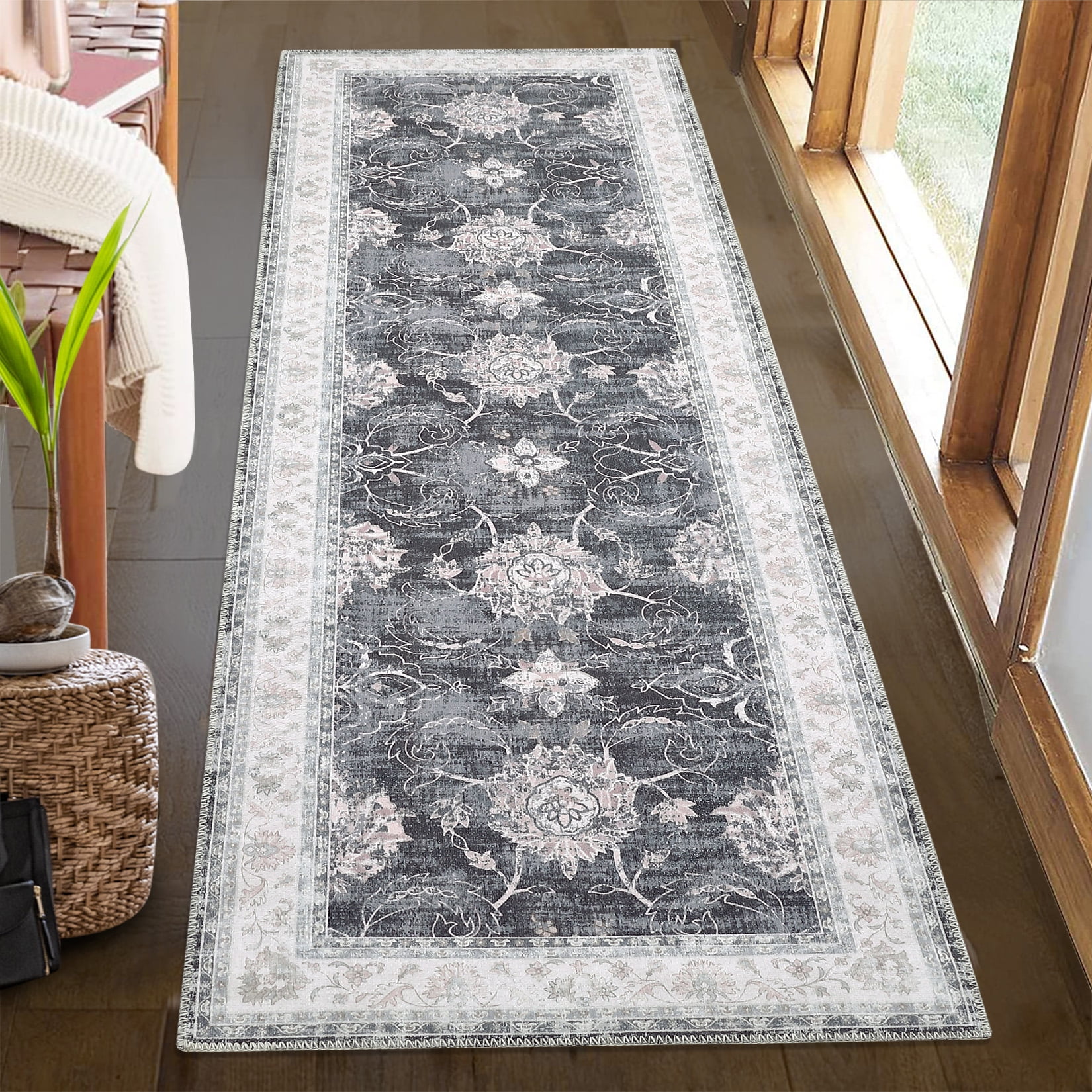 GlowSol 2' x 6' Hallway Runner Rug Persian Rug Vintage Floral ...