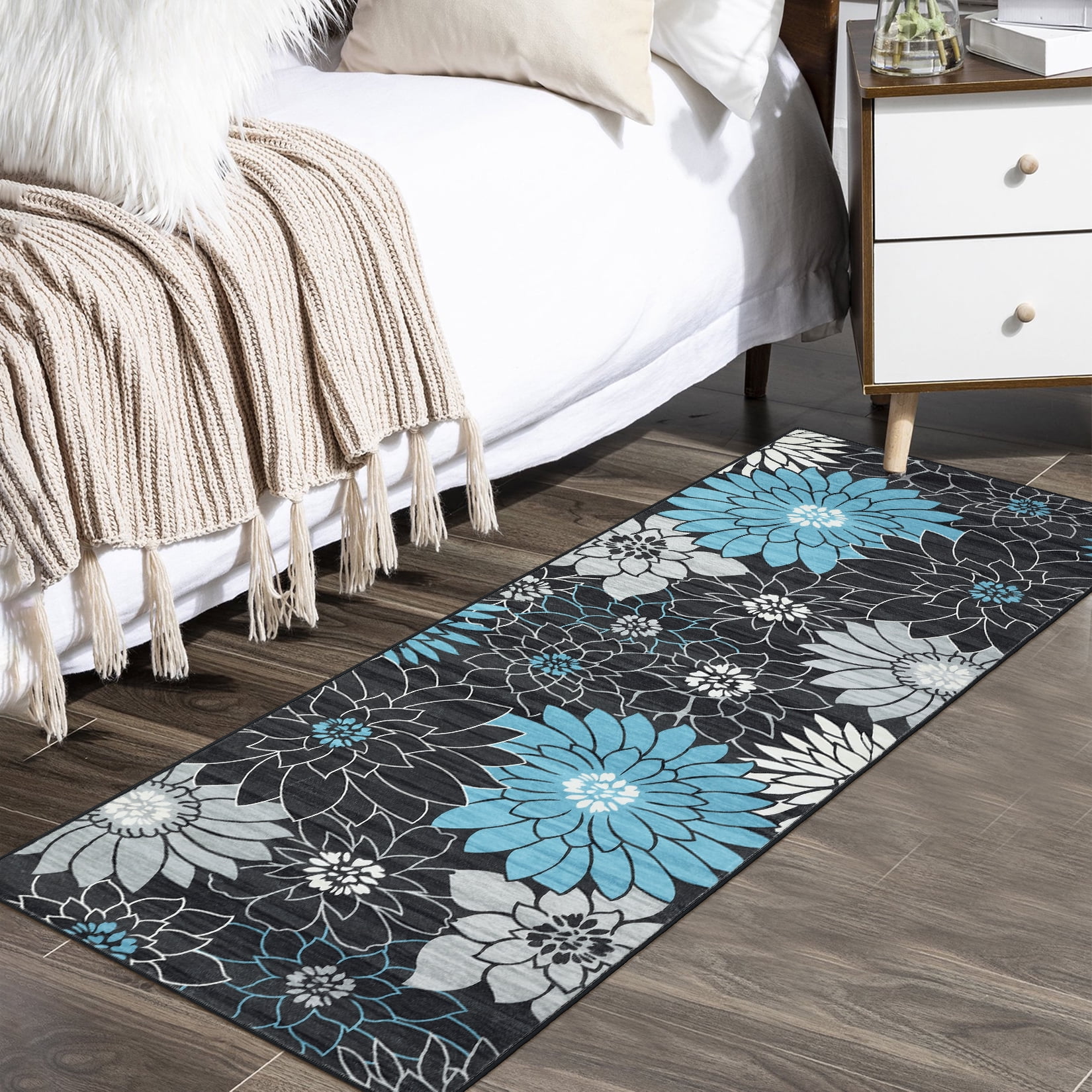 GlowSol 2' x 6' Long Runner Rug Modern Flower Pattern Rug Farmhouse ...