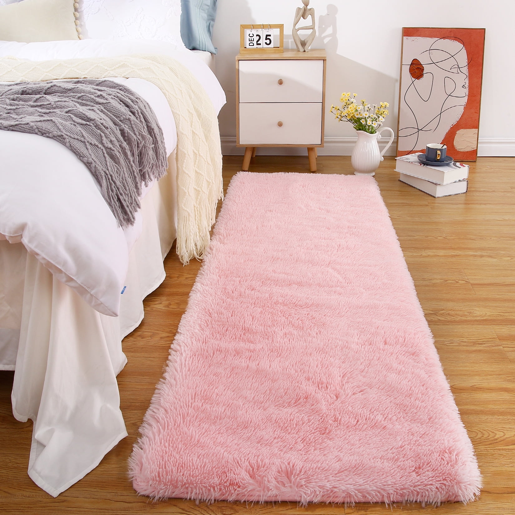 GlowSol 2' x 8' Hallway Runner Rug Shag Furry Runner Rug Plush Fluffy ...