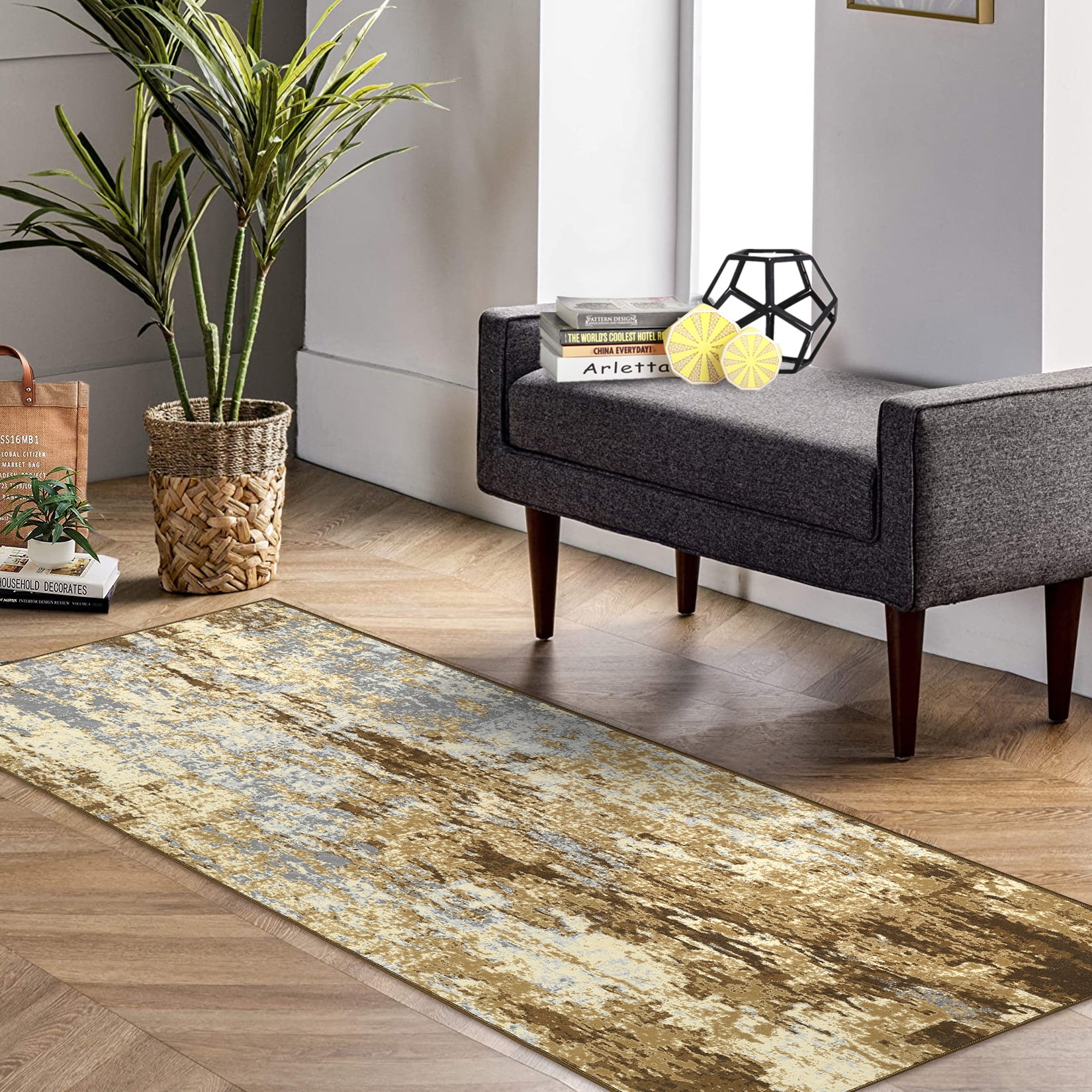 GlowSol 2'x6' Abstract Runner Rug Modern Washable Hallway Kitchen Rug ...