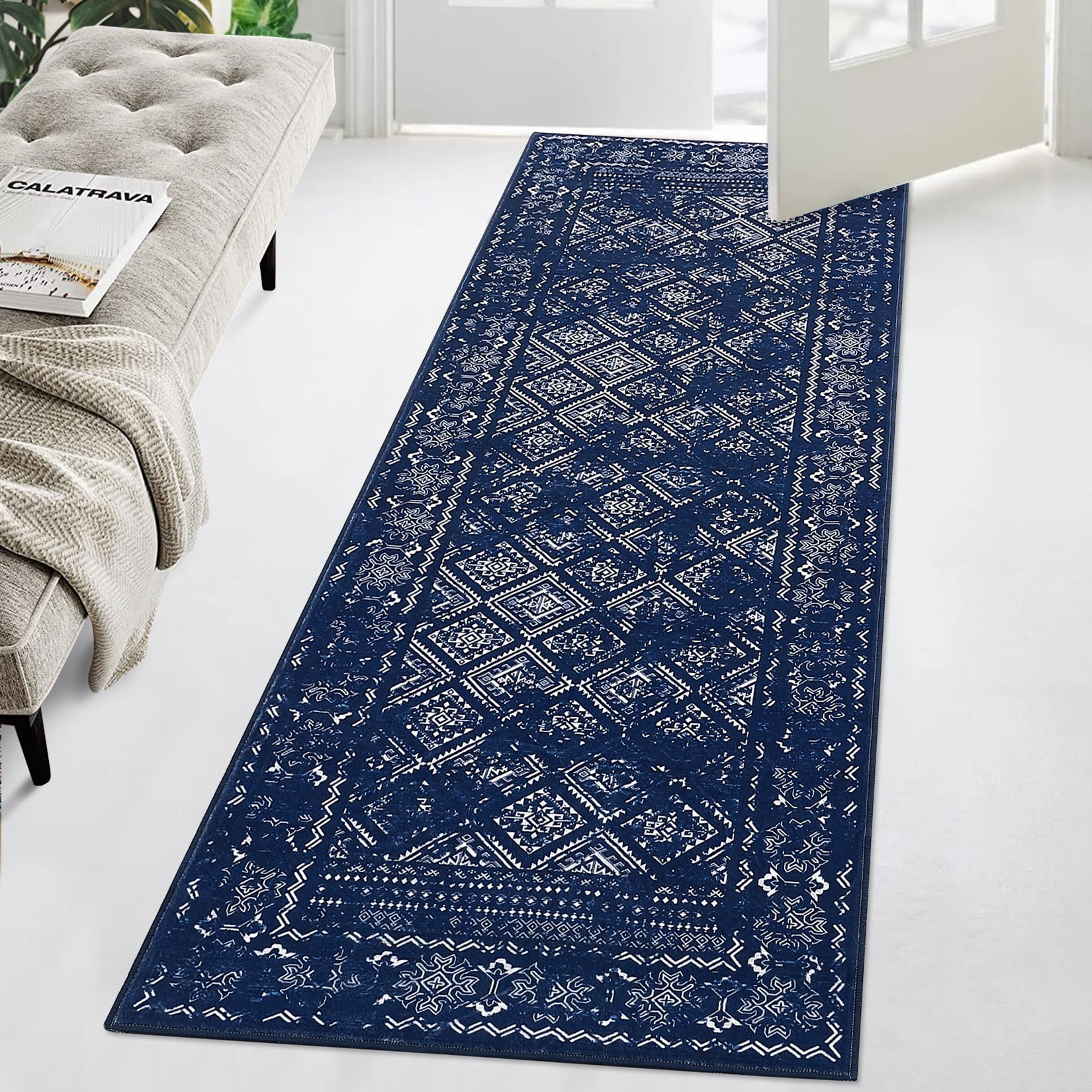 GlowSol 2'x6' Hallway Runner Rug Vintage Distressed Washable Floor ...