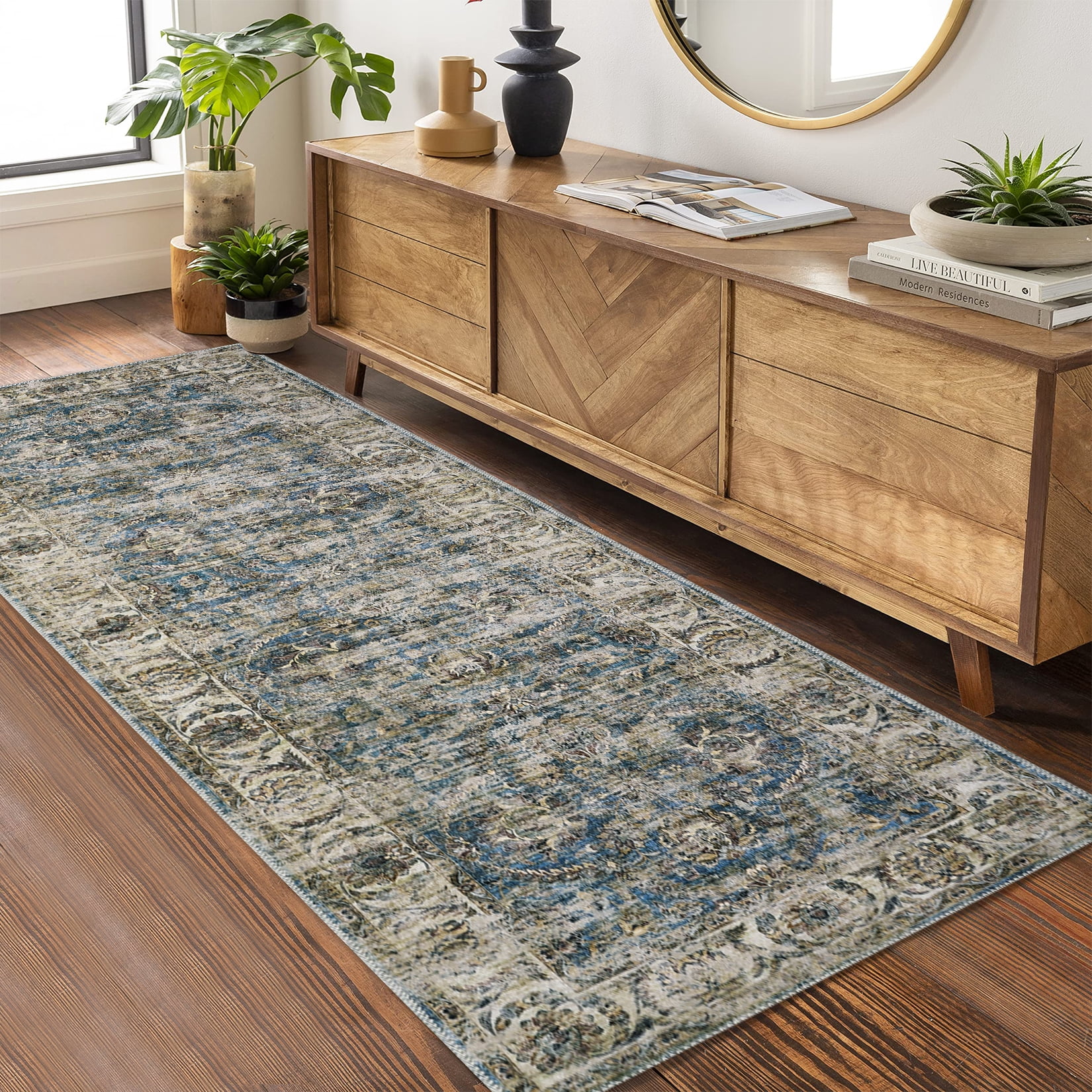 GlowSol 2'x6' Hallway Runner Rug Vintage Floral Print Kitchen Runner ...