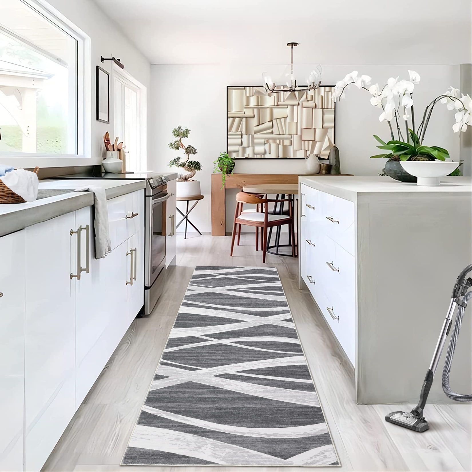 GlowSol 2'x6' Kitchen Runner Rug Modern Wave Print Runners Non-Slip ...