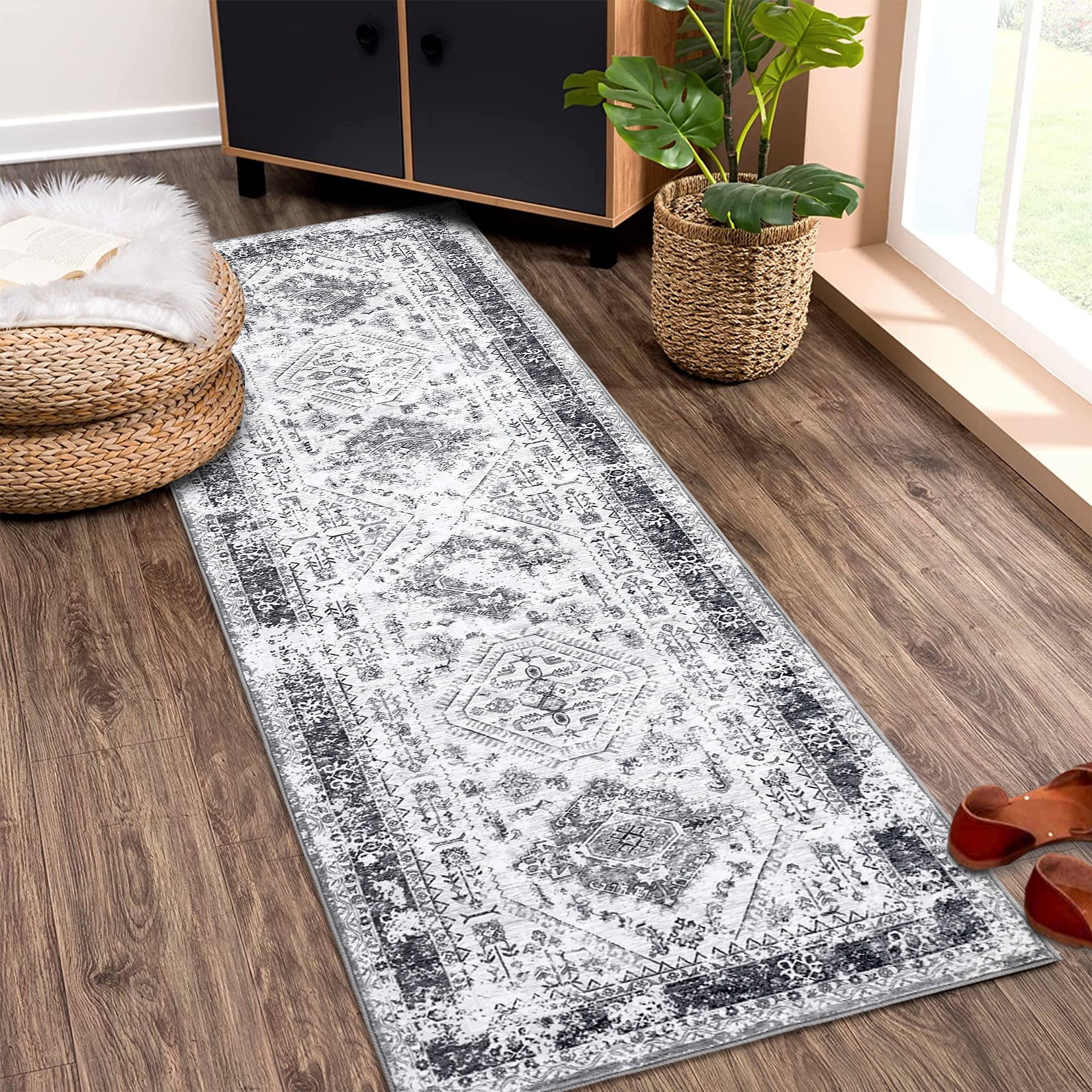 GlowSol 2'x6' Kitchen Runner Rug Washable Hallway Vintage Boho Rug Thin Non Slip Bedsides Rug ...