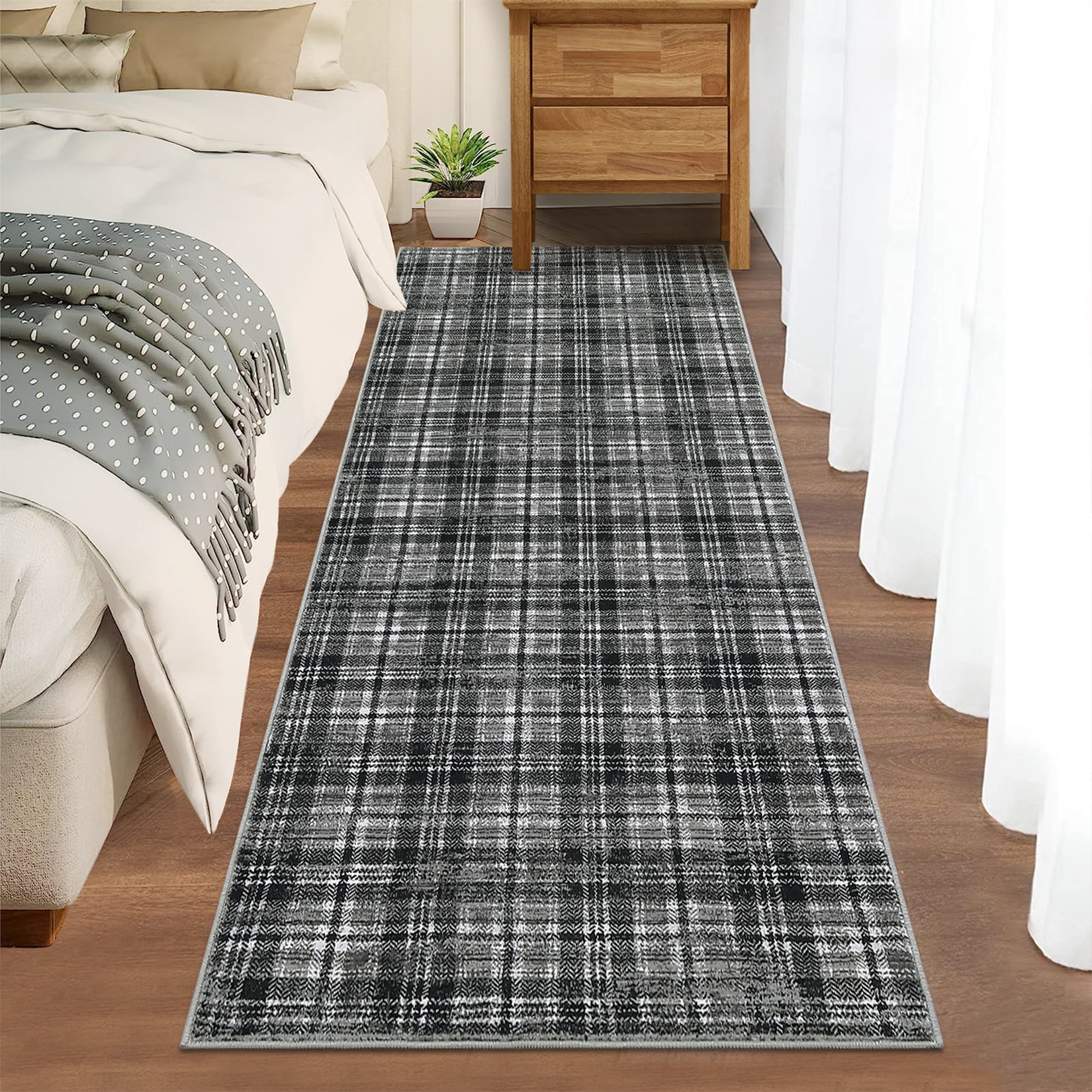 GlowSol 2'x6' Runner Rug Washable Plaid Rug Entryway Hallway Kitchen ...