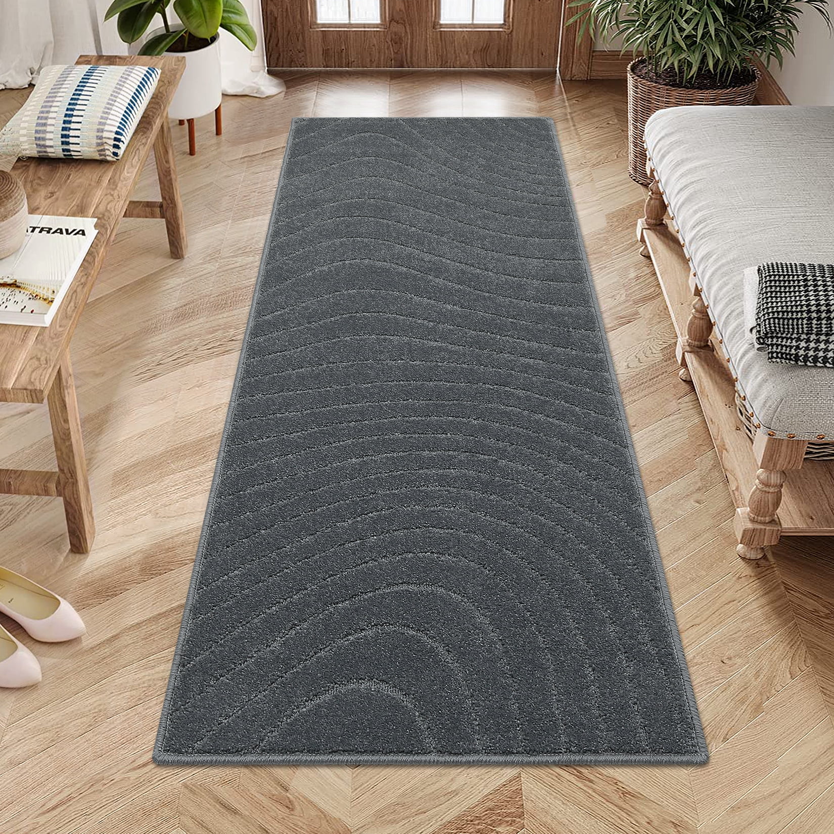 GlowSol 2'x8' Runner Rug Modern Solid Shag Runner Rug Soft Non-Slip ...