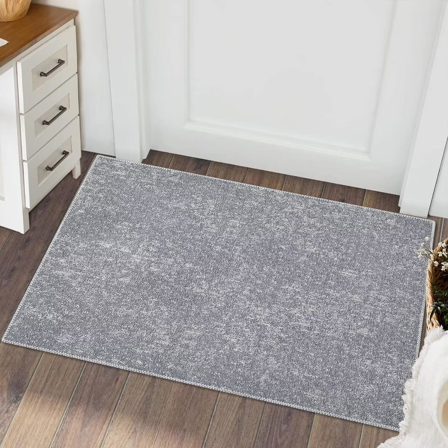 GlowSol 2x3 Entryway Small Area Rug Modern Solid Jacquard Textured Rug ...