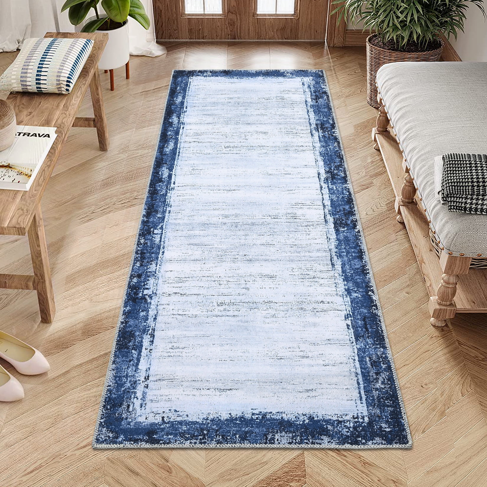 GlowSol 2x6 Kitchen Runner Rug Machine Washable Modern Bordered Area ...