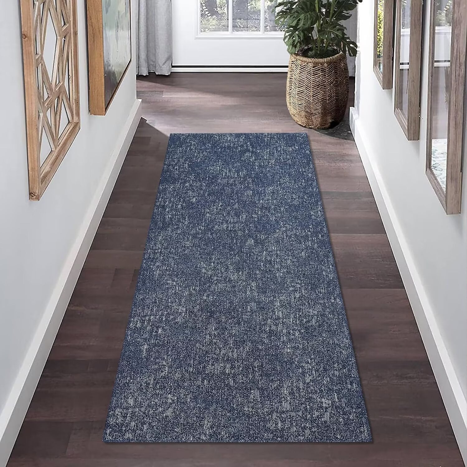 GlowSol 2x6 Solid Runner Rug Washable Jacquard Textured Kitchen Hallway ...