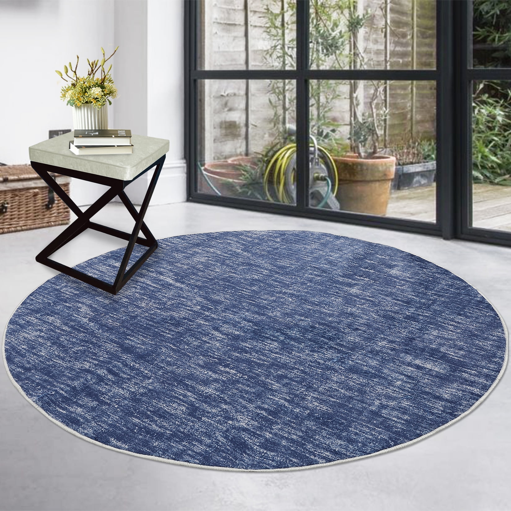 GlowSol 3 x 3 Round Washable Rug Modern Solid Area Rug Indoor Non-Slip ...