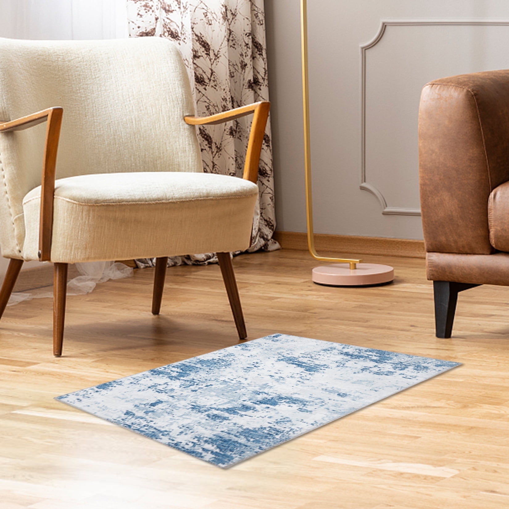 GlowSol 3' x 5' Modern Abstract Area Rug Distressed Rug Machine ...