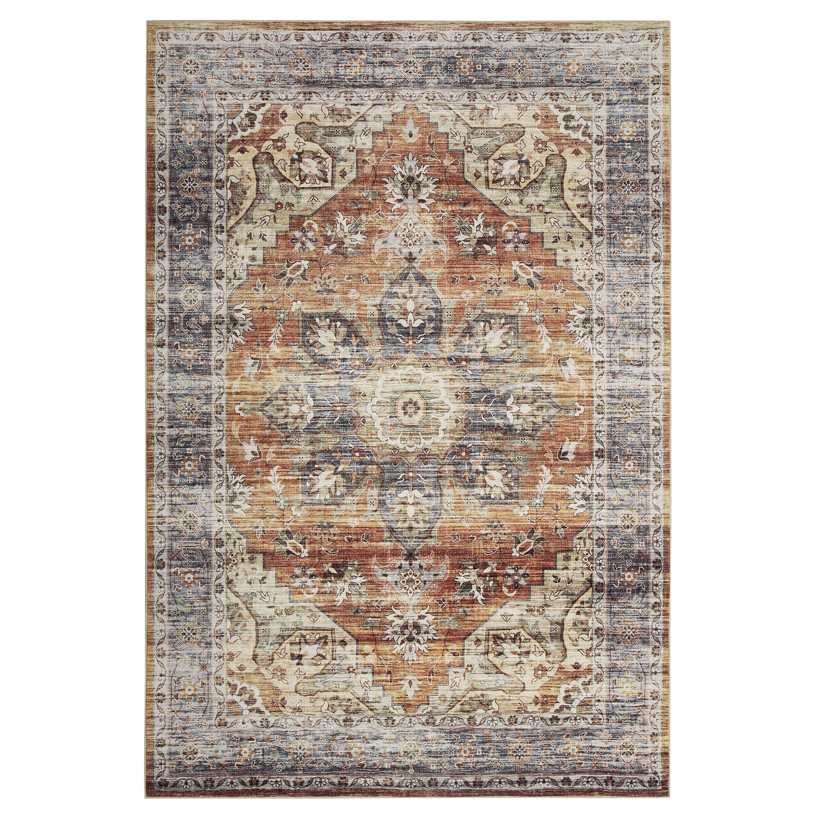 GlowSol 3' x 5' Persian Area Rug Vintage Distressed Area Rugs Carpet ...