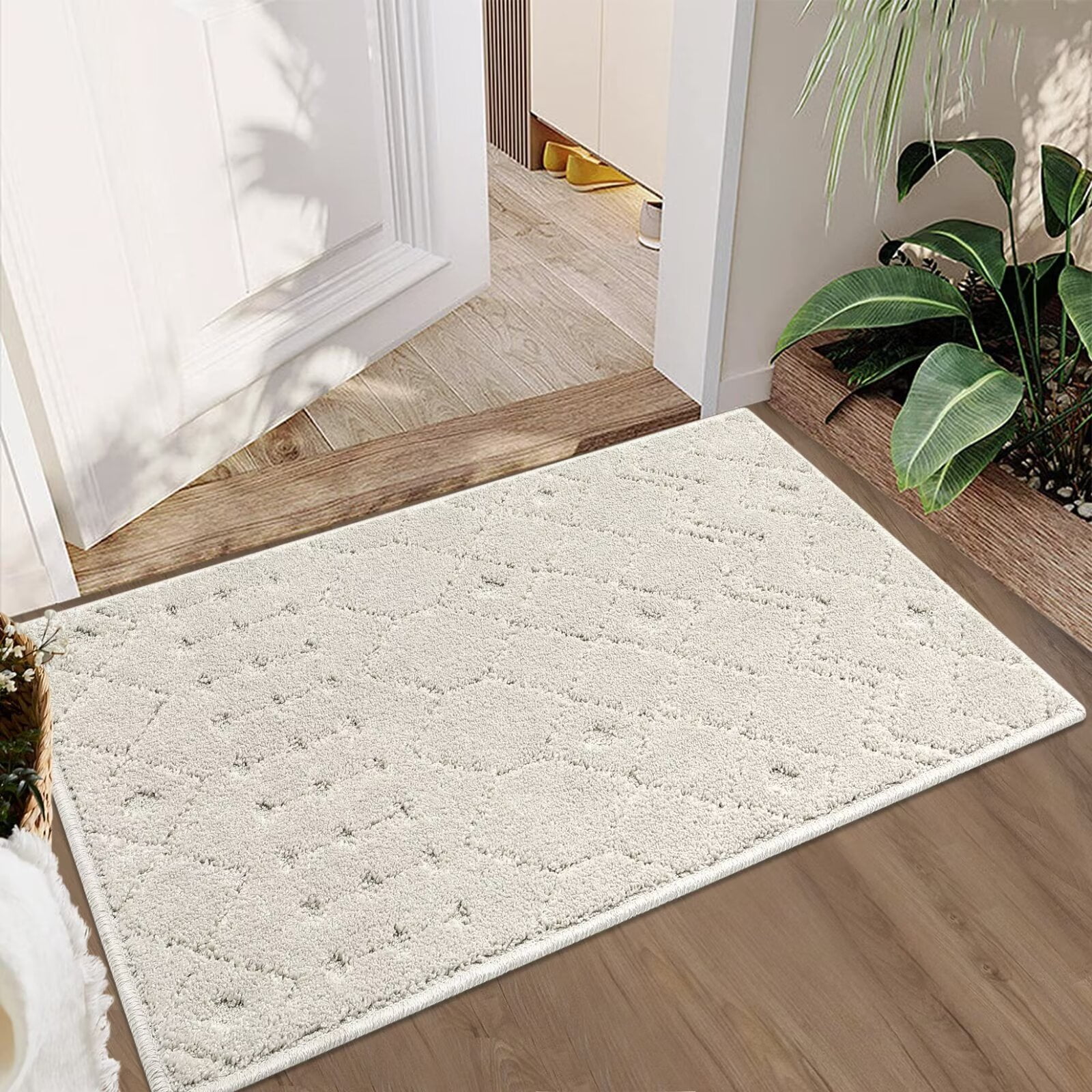 GlowSol 3'x5' Modern Solid Area Rug Moroccan Boho High-Low Pile Rug Non ...