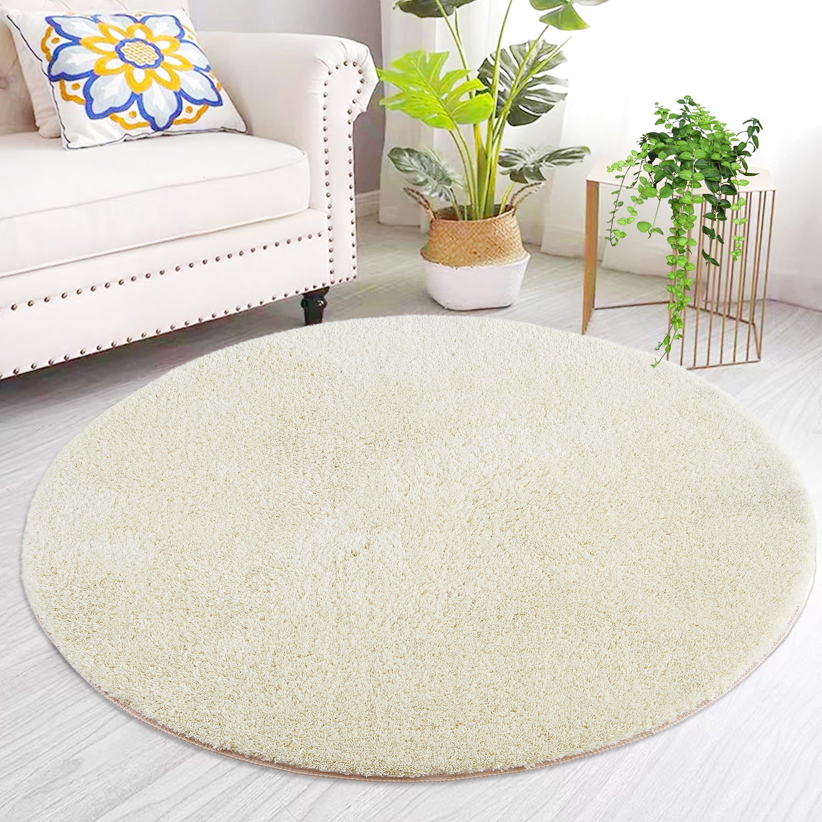GlowSol 4' x 4' Round Shag Area Rug Contemporary Fluffy Shaggy Floor ...