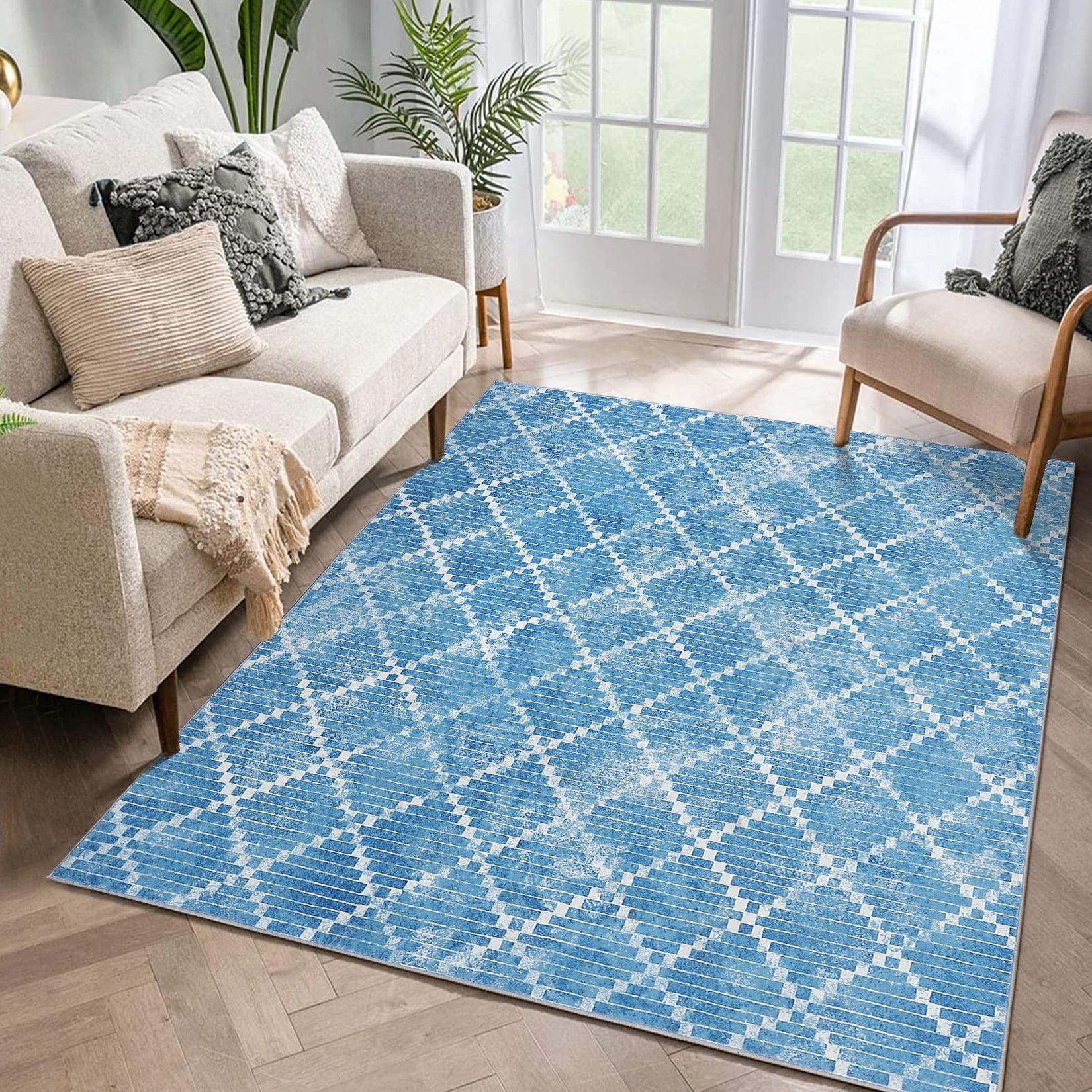 GlowSol 4' x 6' Area Rug Machine Washable Rug Modern Geometric Rug ...
