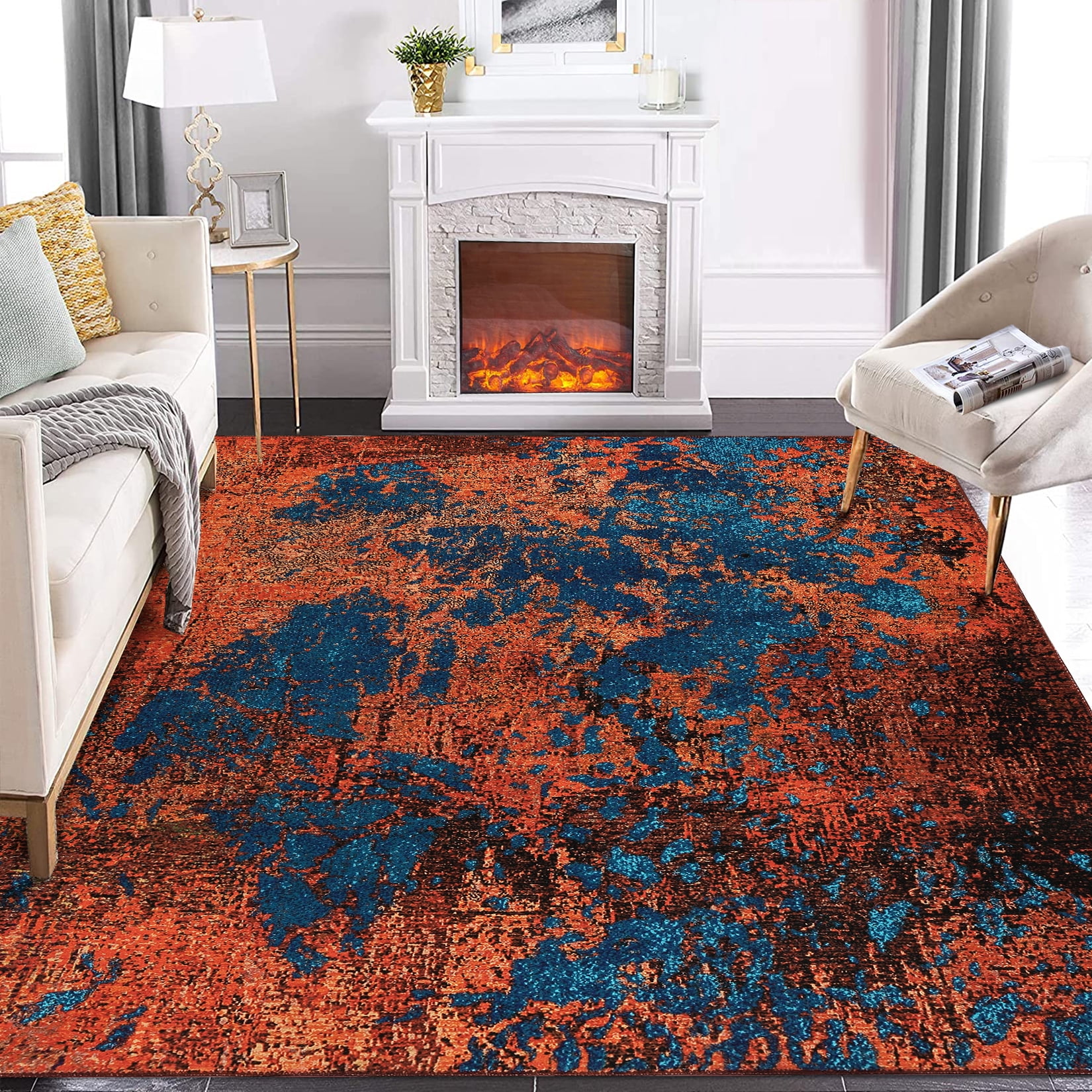 GlowSol 4' x 6' Area Rug Modern Abstract Rugs Non-Slip Floor Carpet ...