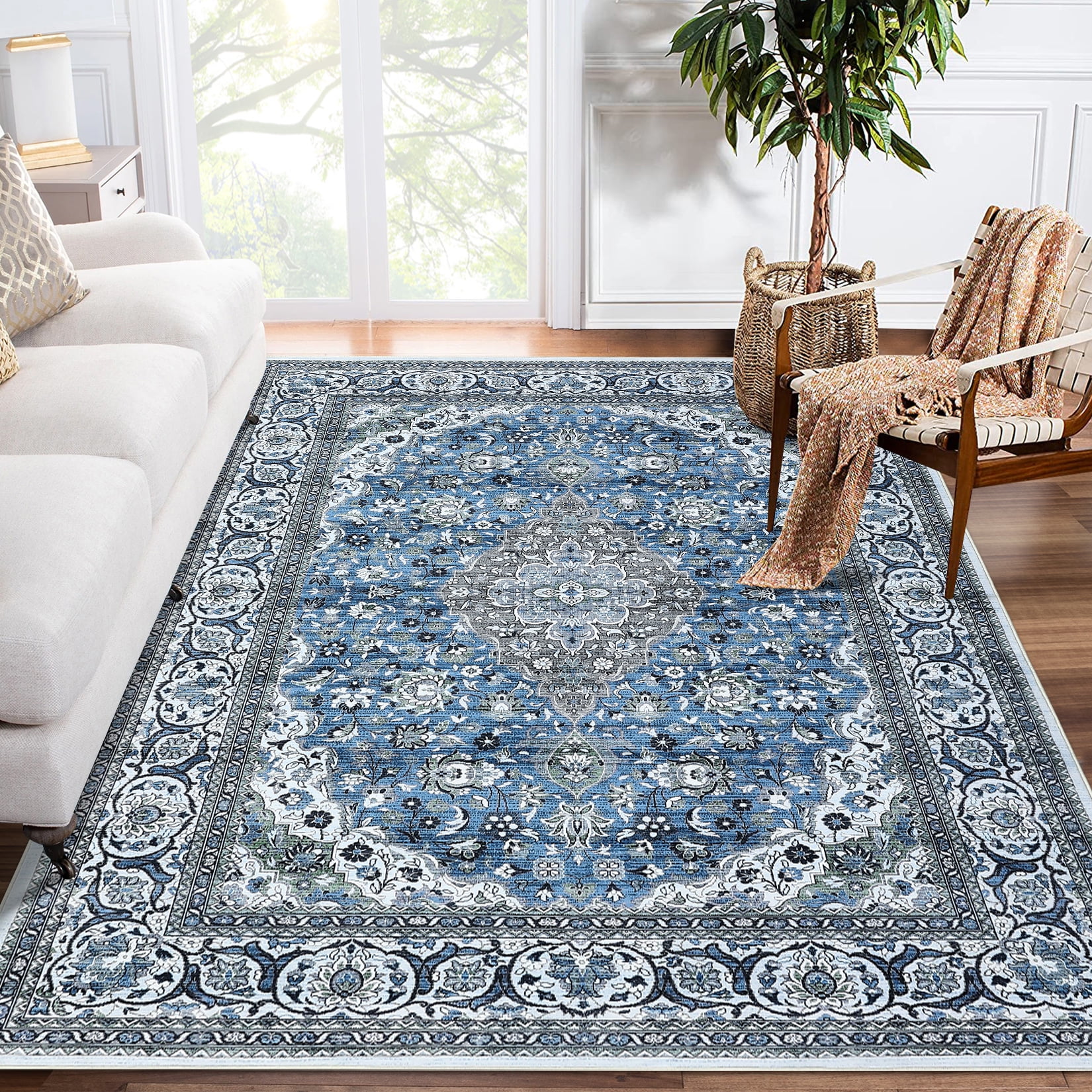 GlowSol 4' x 6' Area Rug Vintage Persian Rug Medallion Rug Floral Print ...