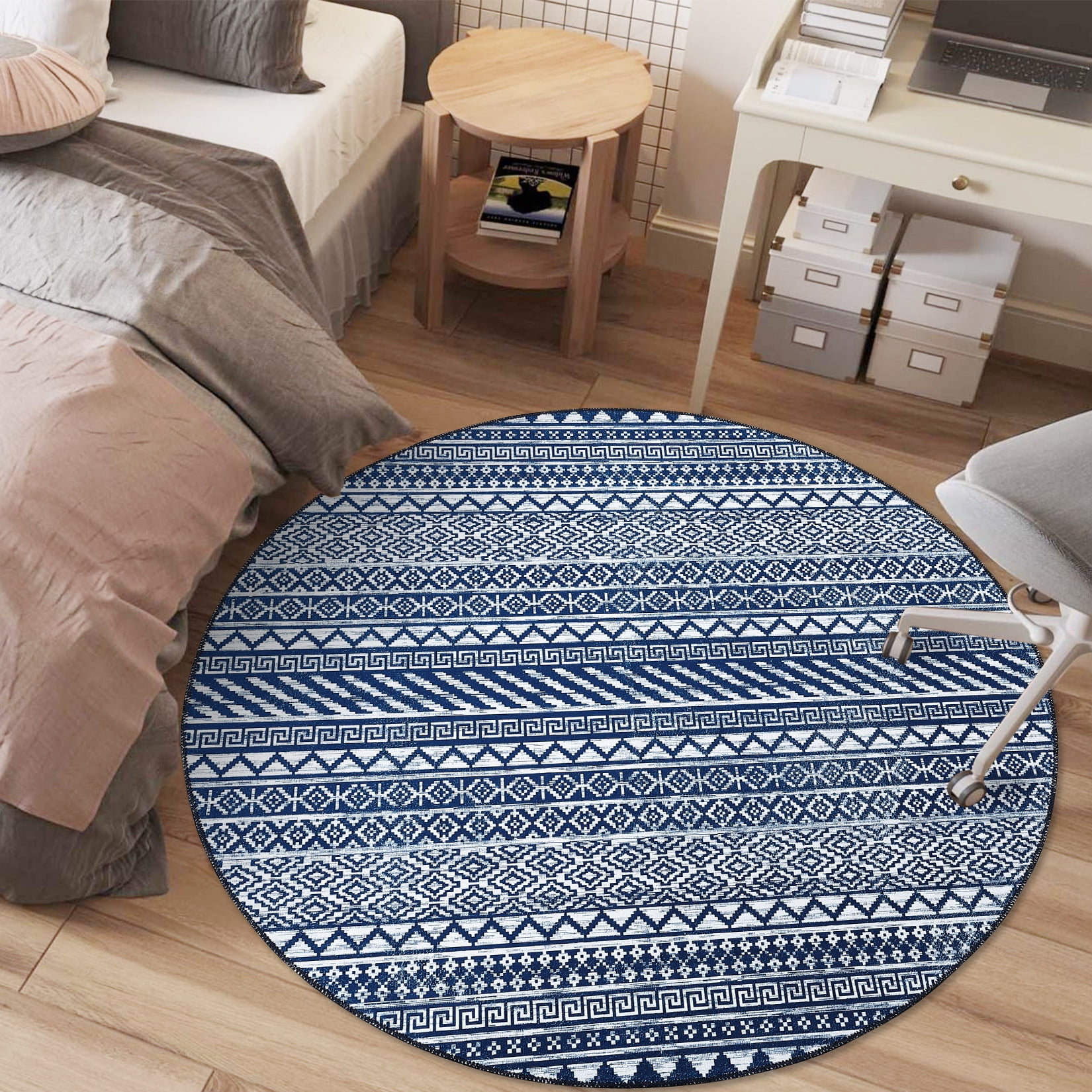 GlowSol 4x4 Boho Moroccan Circle Area Rug Modern Geometric Round Area ...