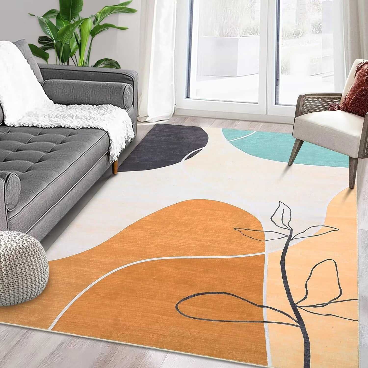 GlowSol 5' x 7' Washable Rugs Artistic Aesthetic Modern Printed Rug ...