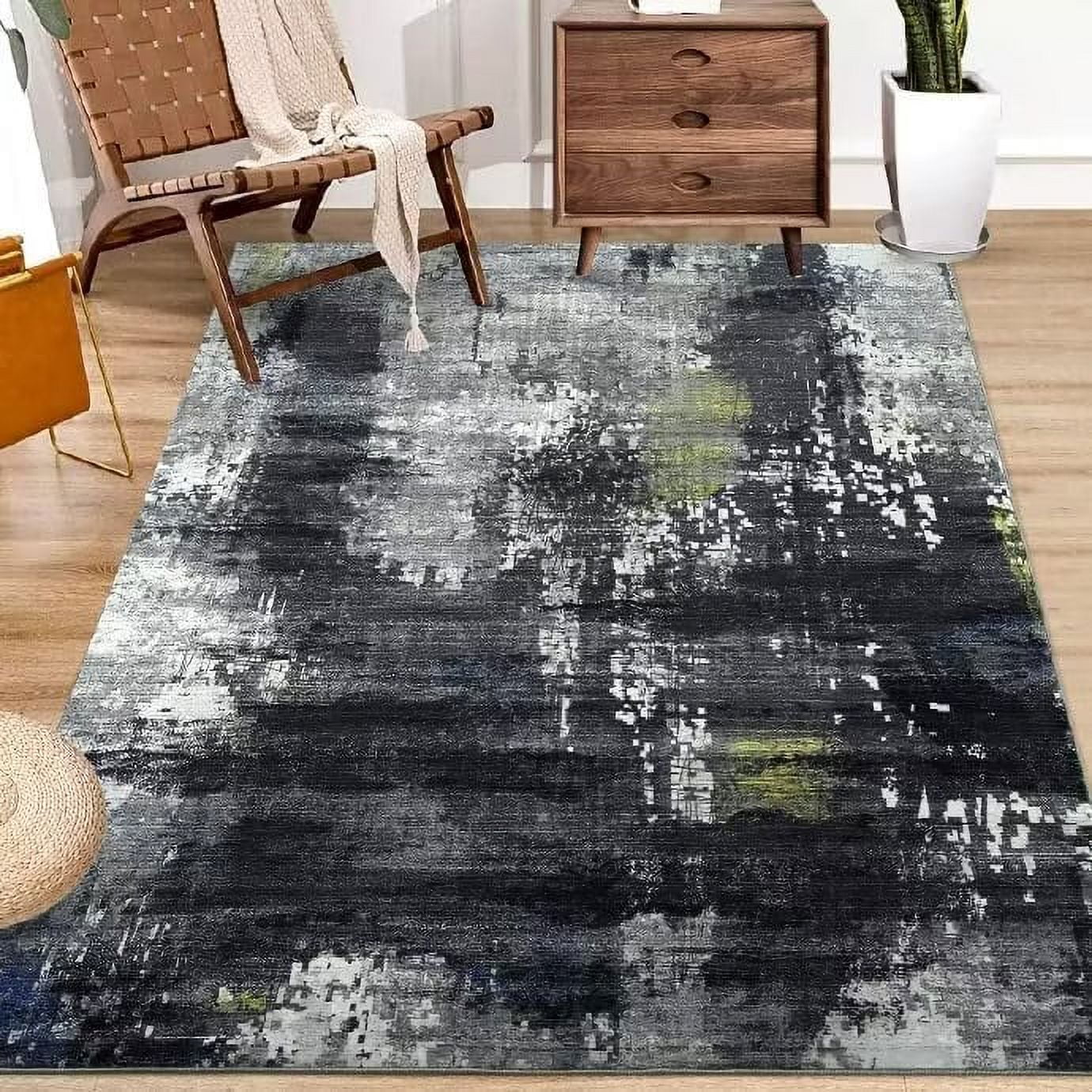 GlowSol 5' x 8' Area Rug Modern Distressed Rug Low Pile Non-Slip Rug ...