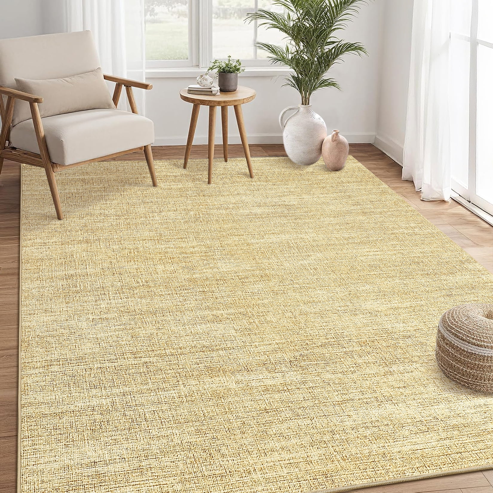 GlowSol 5'x7' Modern Solid Color Area Rug Washable Non Slip Low Pile ...