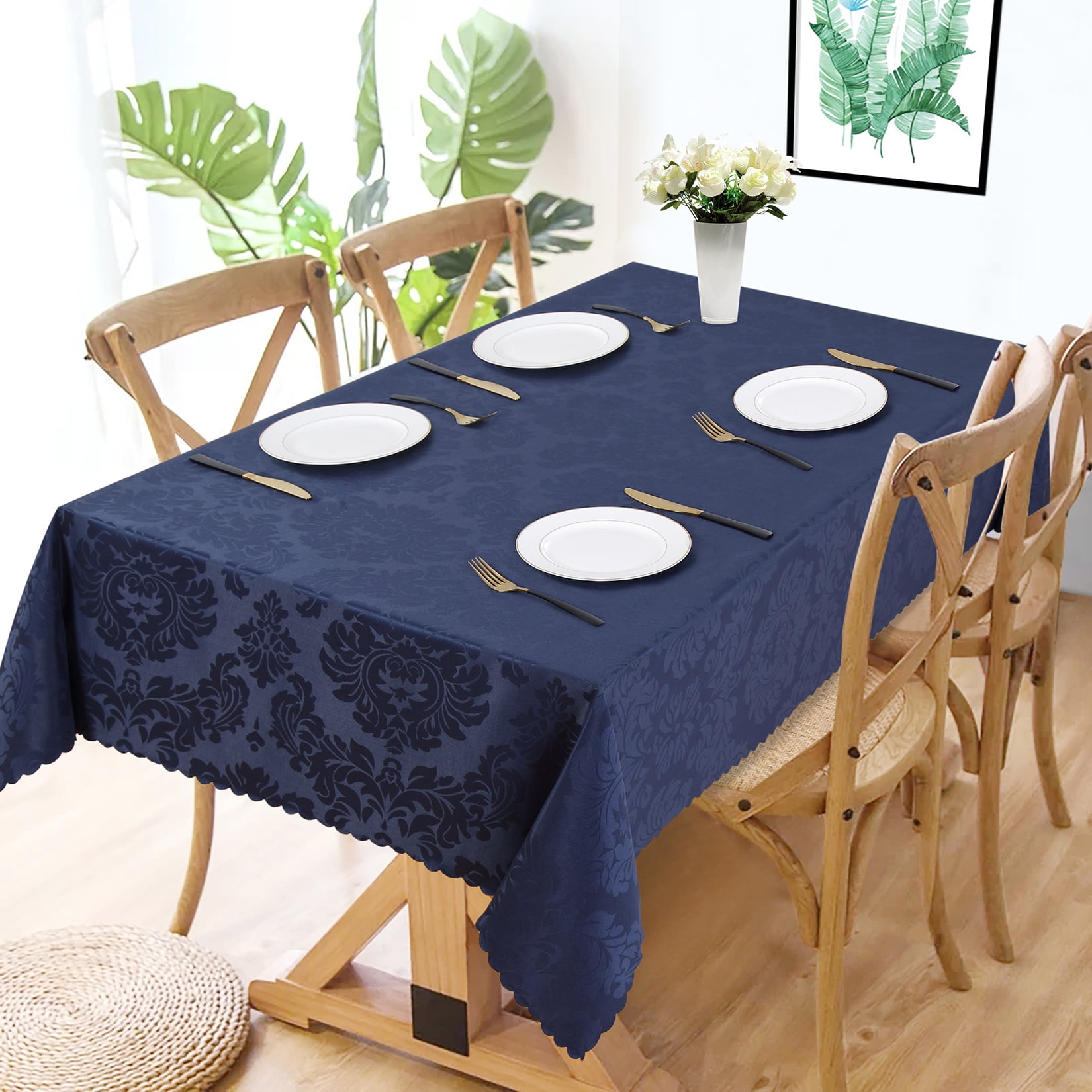 GlowSol 52"x70" Rectangle Table Cloths Damask Waterproof Spillproof ...